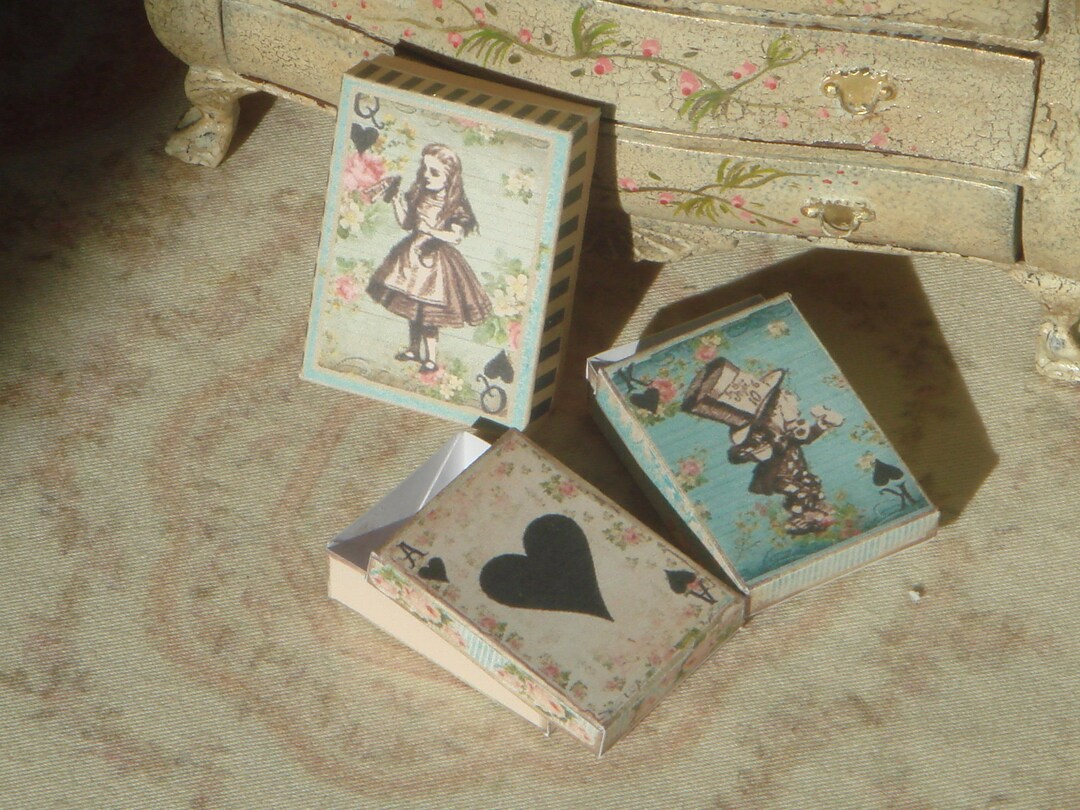 New**dollhouse Three Alice in Wonderland Hard Boxes. 1:12 Miniature Old ...