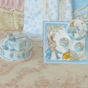 Dollhouse Rabbit Set of Two Round Gift Boxes 1:12 Miniature Children ...