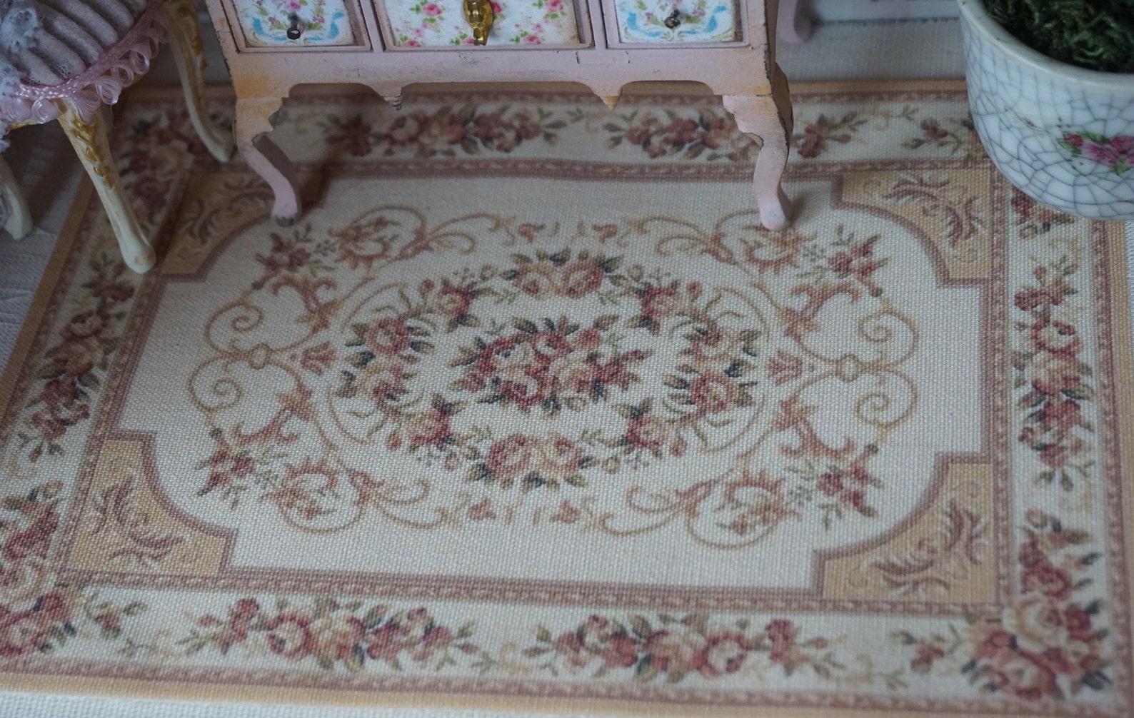 New**dollhouse Miniature Rug. 1:12 Dollhouse Aubusson, Classic ...