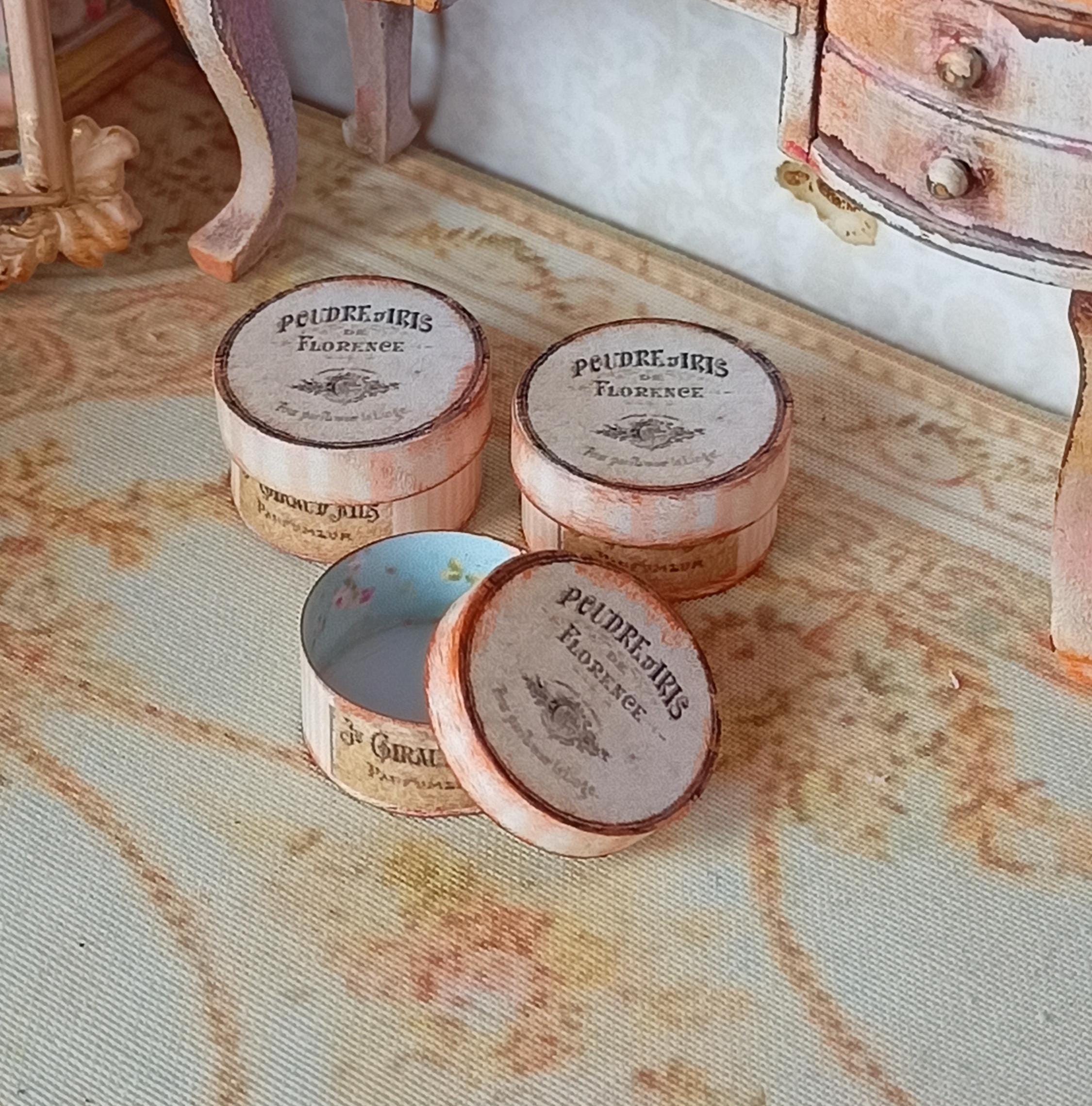New***dollhouse Shabby Paris Hat Boxes. 1:12 Miniature Romantic Boxes ...