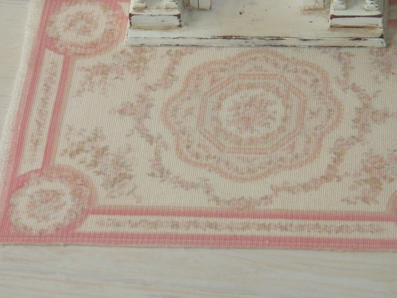 Dollhouse Aubusson pink rug. 1:12 Dollhouse miniature rugs | Etsy