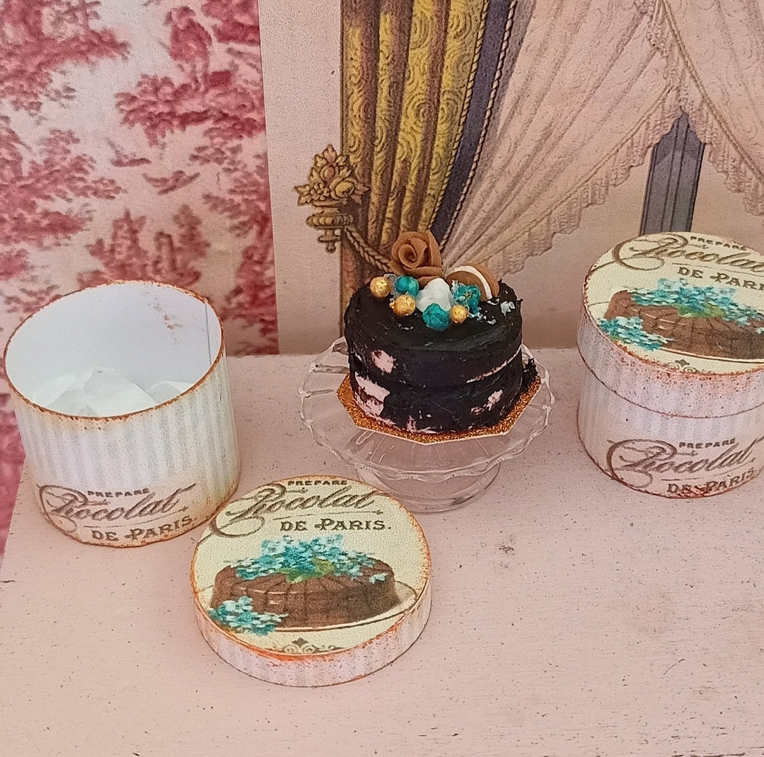 Ooak-dollhouse Chocolate Mouse Cake With Openable Gift Box . 1:12 ...