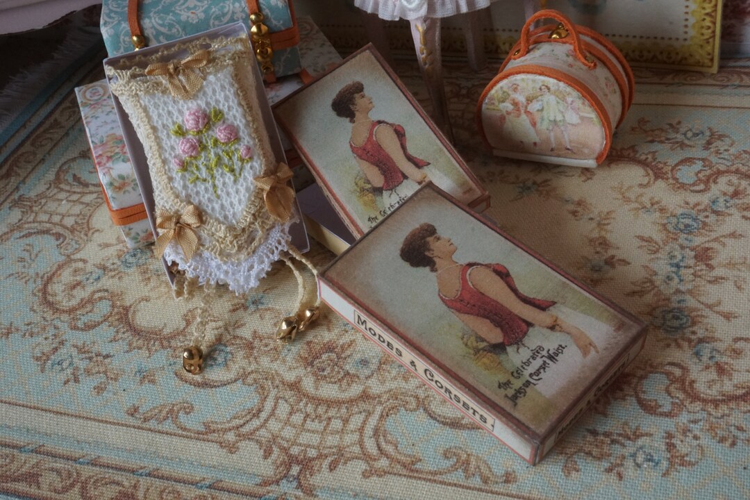 NEW Two Vintage Corset Boxes. 1:12 Miniature Assambled Openable S Boxes ...