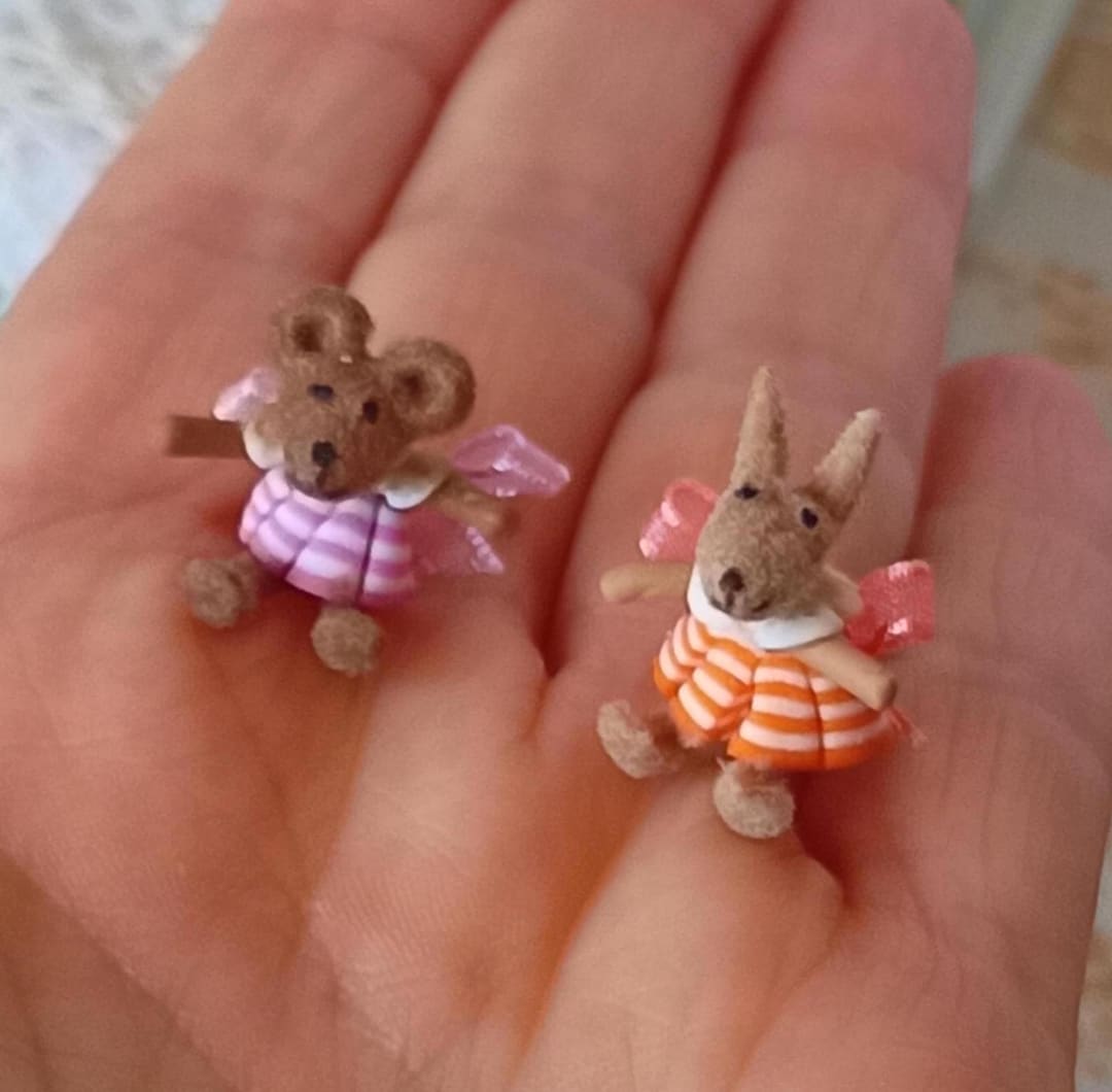 NEW Dollhouse Miniature Clay Micro Bear-rabbit. 1:12 Miniature Children ...