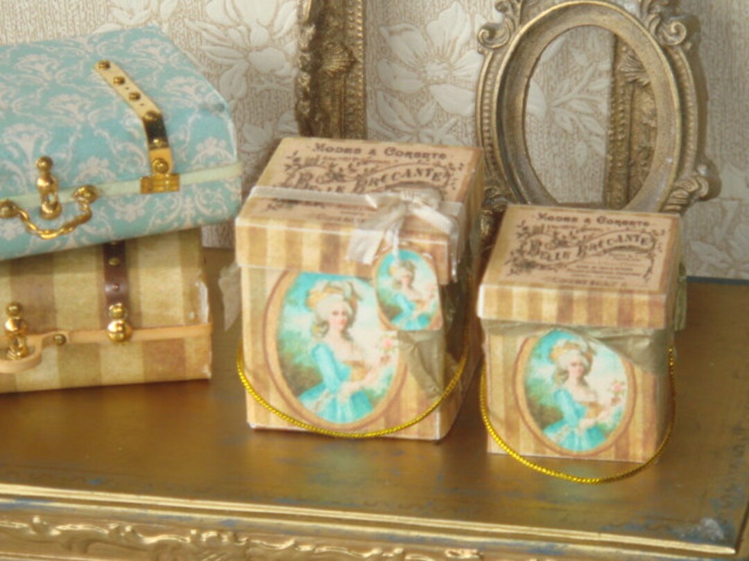 Two French Style Dollhouse Ladies Hatboxes. 1:12 Dollhouse Miniature Ladies Complements. - Etsy