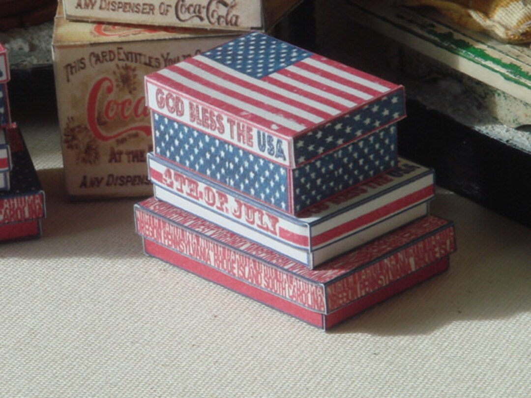 Three Vintage USA Patriotic Boxes for Dollhouses. 1:12 Dollhouse ...