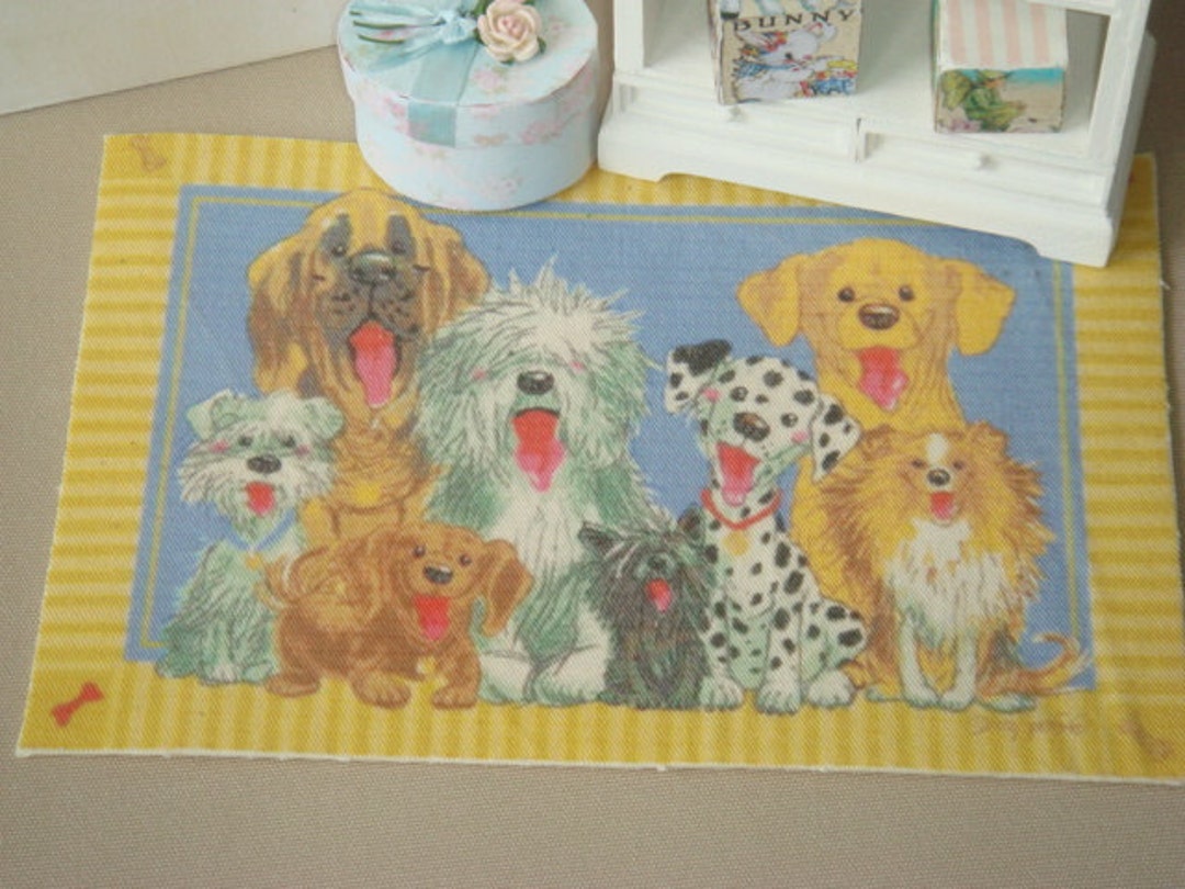 Dollhouse Funny Dogs Rug. 1:12 Dollhouse Miniature Rugs and Carpets. - Etsy