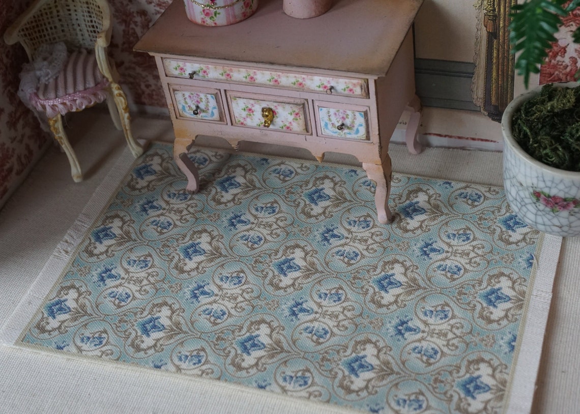 New**dollhouse Miniature Rug. 1:12 Dollhouse Aubusson, Classic ...