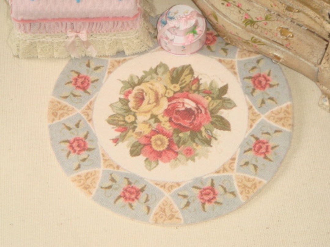 Dollhouse Round Shabby Chic Rug. 1:12 Dollhouse Miniature Rugs. - Etsy