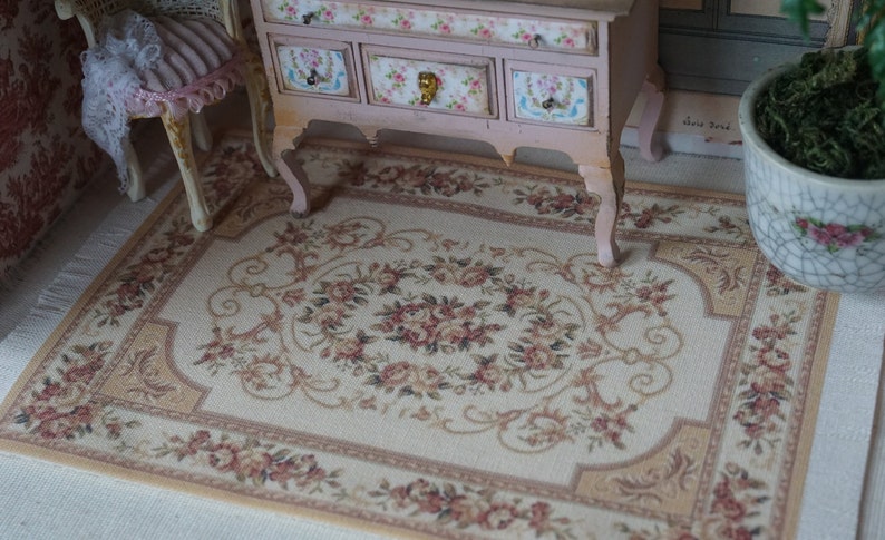 New**dollhouse Miniature Rug. 1:12 Dollhouse Aubusson, Classic ...