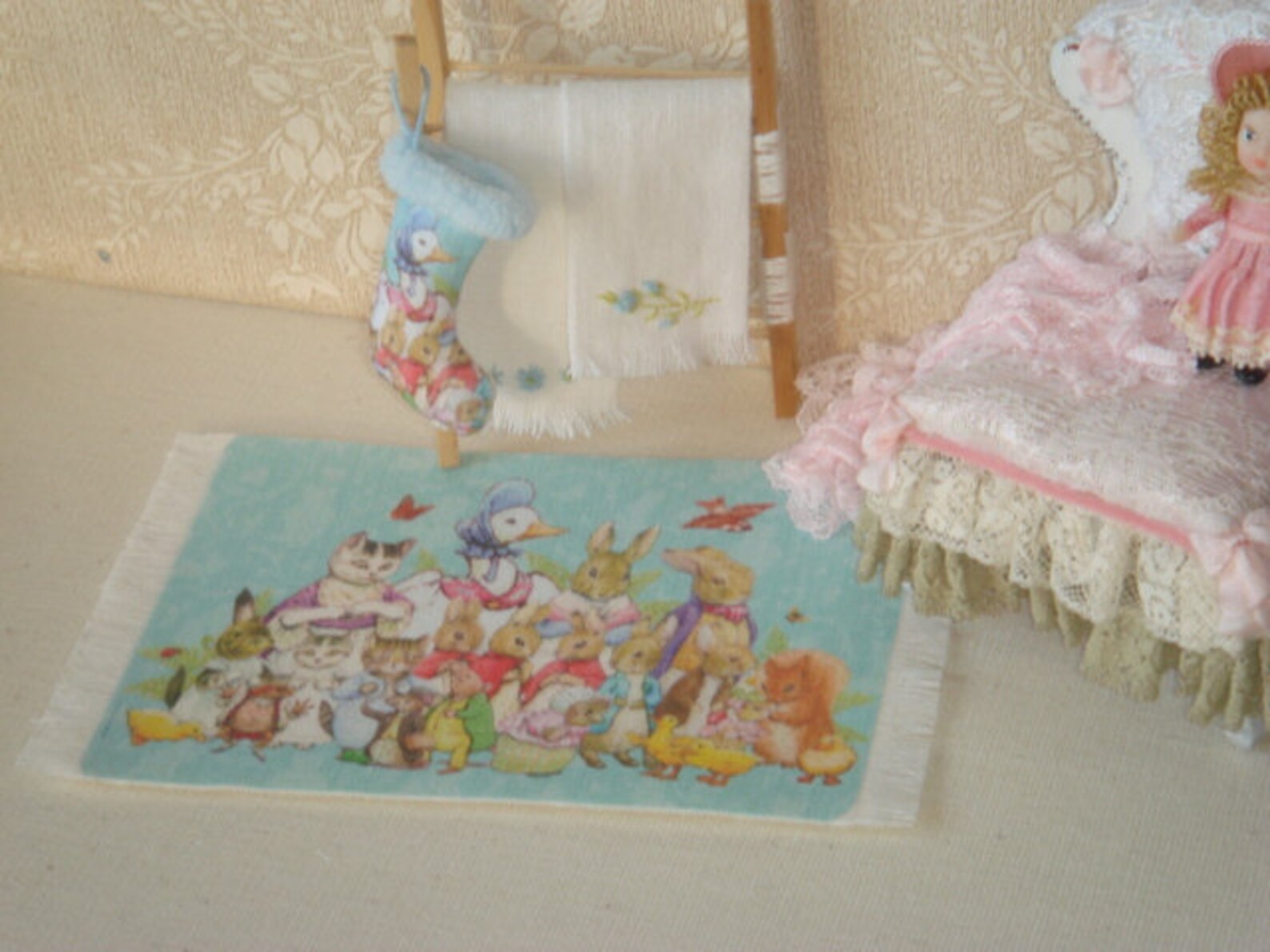 Dollhouse Rabbit Family Rug. 1:12 Dollhouse Miniature Rugs. Dense ...