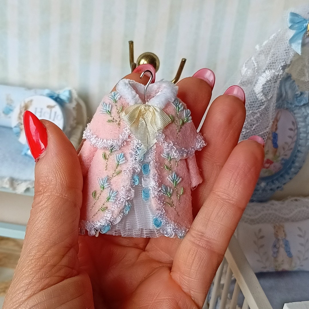 Ooak-dollhouse Girl Coat Embroidered Rococo Roses by Hand. 1:12 Girl ...