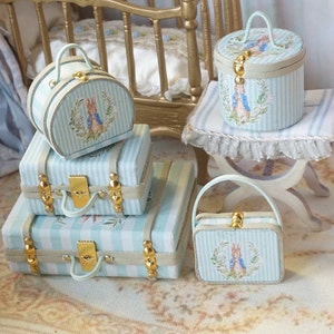 New**dollhouse Soft Blue Children Suitcase Set.three Miniature Luggage ...