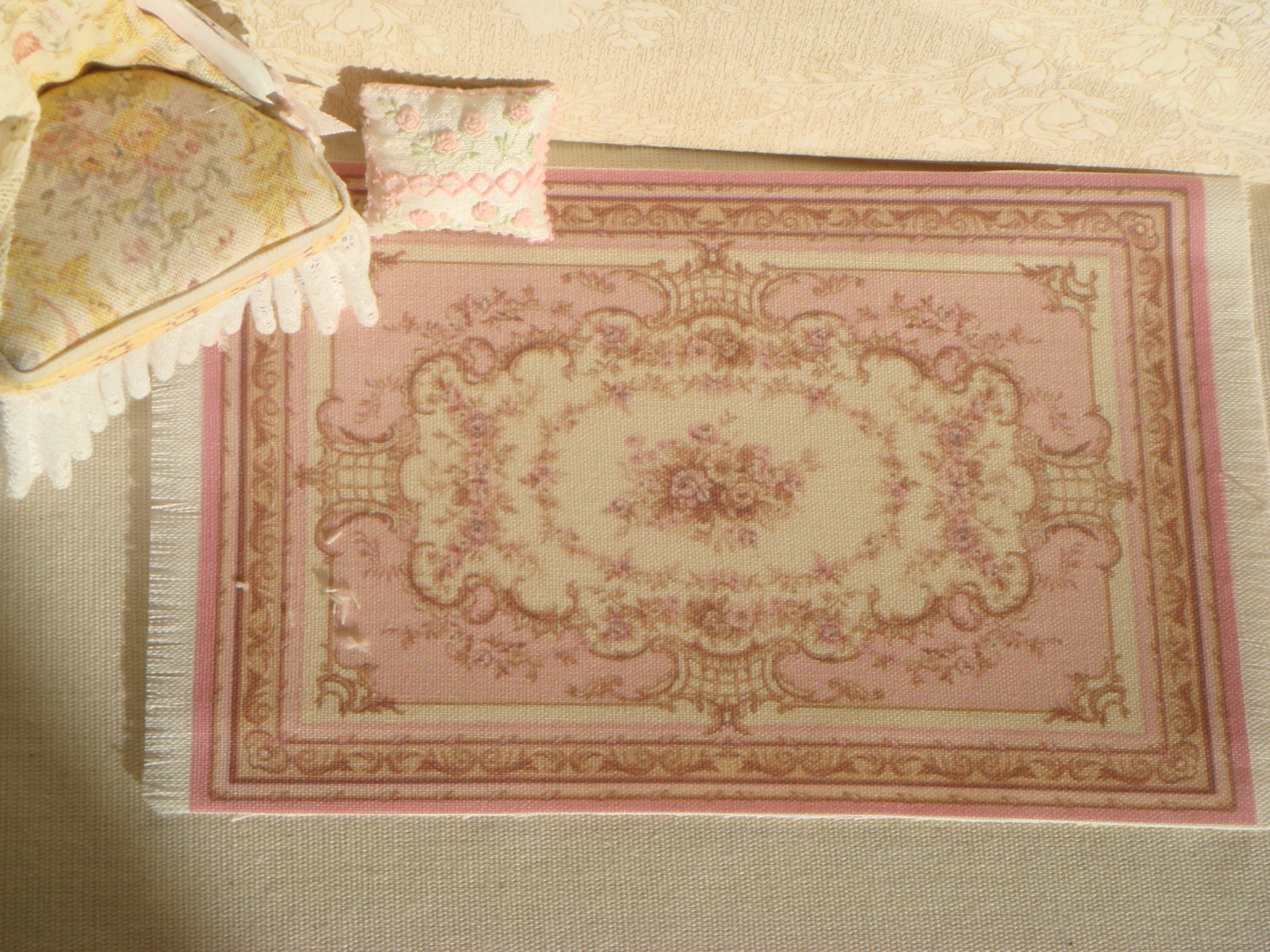 Newdollhouse Miniature Rug. 1:12 Dollhouse Soft Pink Rugs - Etsy