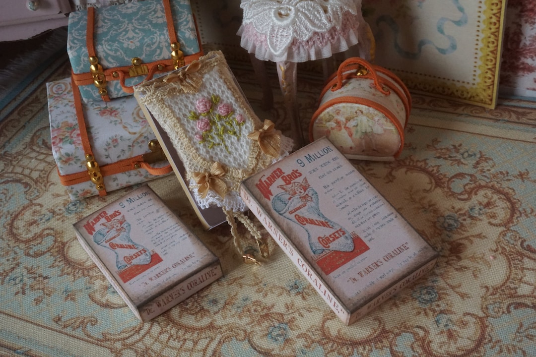 NEW Two Vintage Corset Boxes. 1:12 Miniature Assambled Openable S Boxes ...