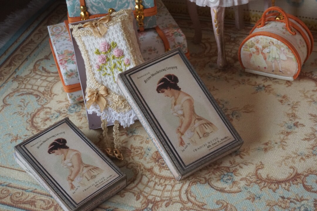 NEW** Two Vintage Corset Boxes. 1:12 Miniature Assambled Openable S ...