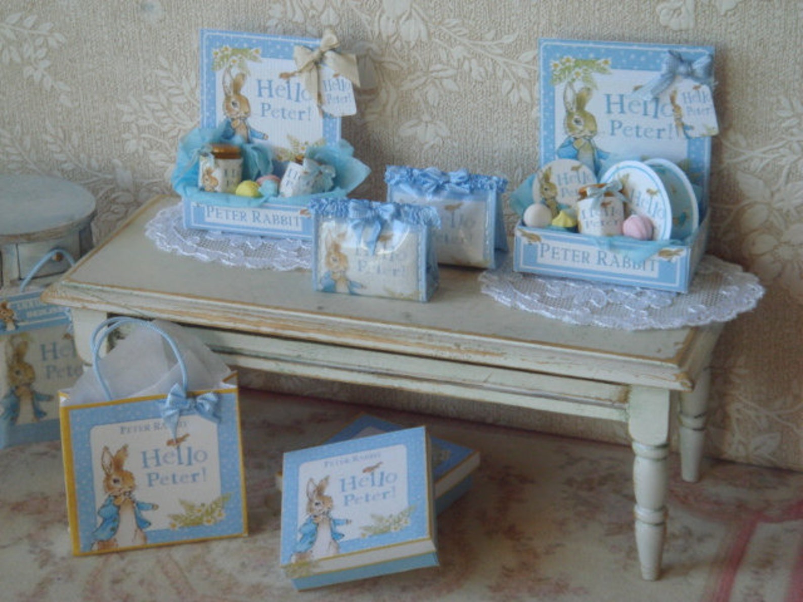 Dollhouse Peter Rabbit toilet bags. 1:12 Miniature Peter | Etsy