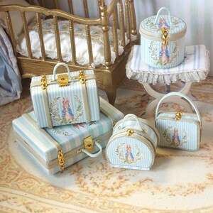 New**dollhouse Soft Blue Children Suitcase Set.three Miniature Luggage ...