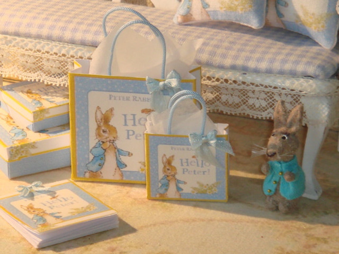 Dollhouse Two Peter Rabbit Gift Bags. 1:12 Miniature Hello - Etsy