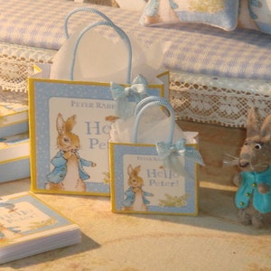 Dollhouse Two Peter Rabbit Gift Bags. 1:12 Miniature Hello Peter ...