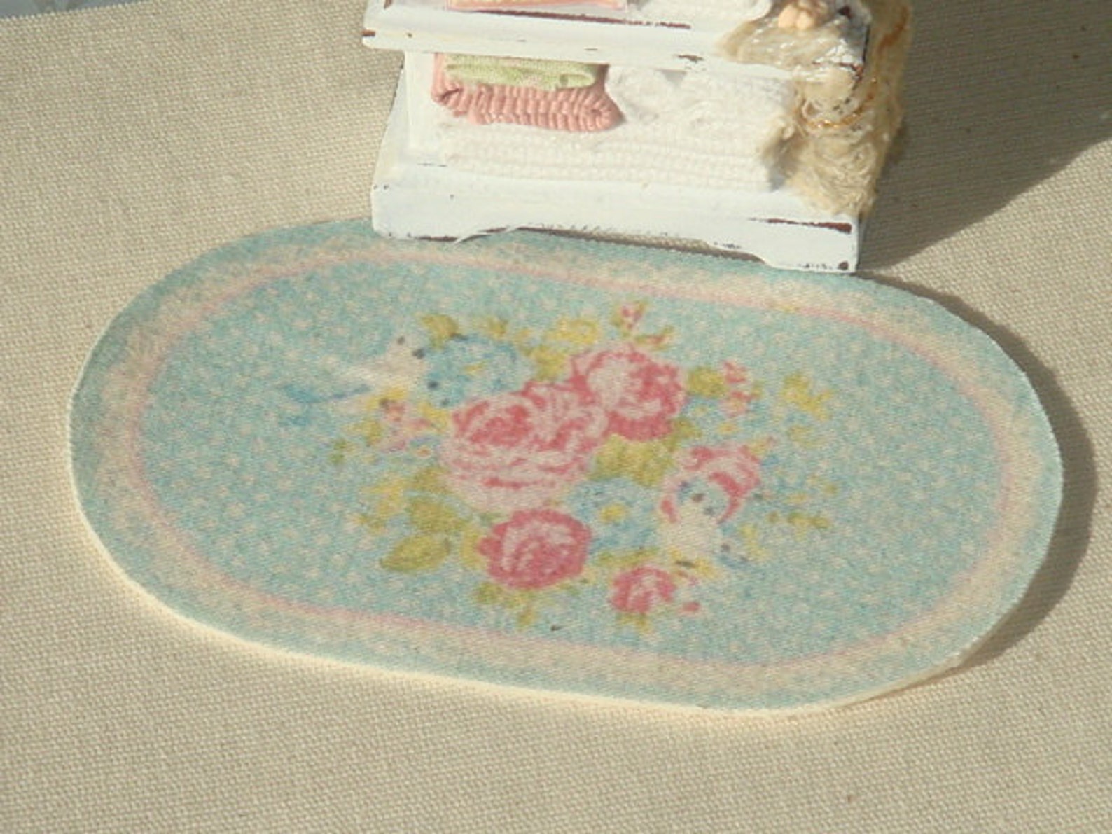 SHABBY Dollhouse OVAL Size Rug. 1:12 Dollhouse Miniature Rugs. 11 X ...
