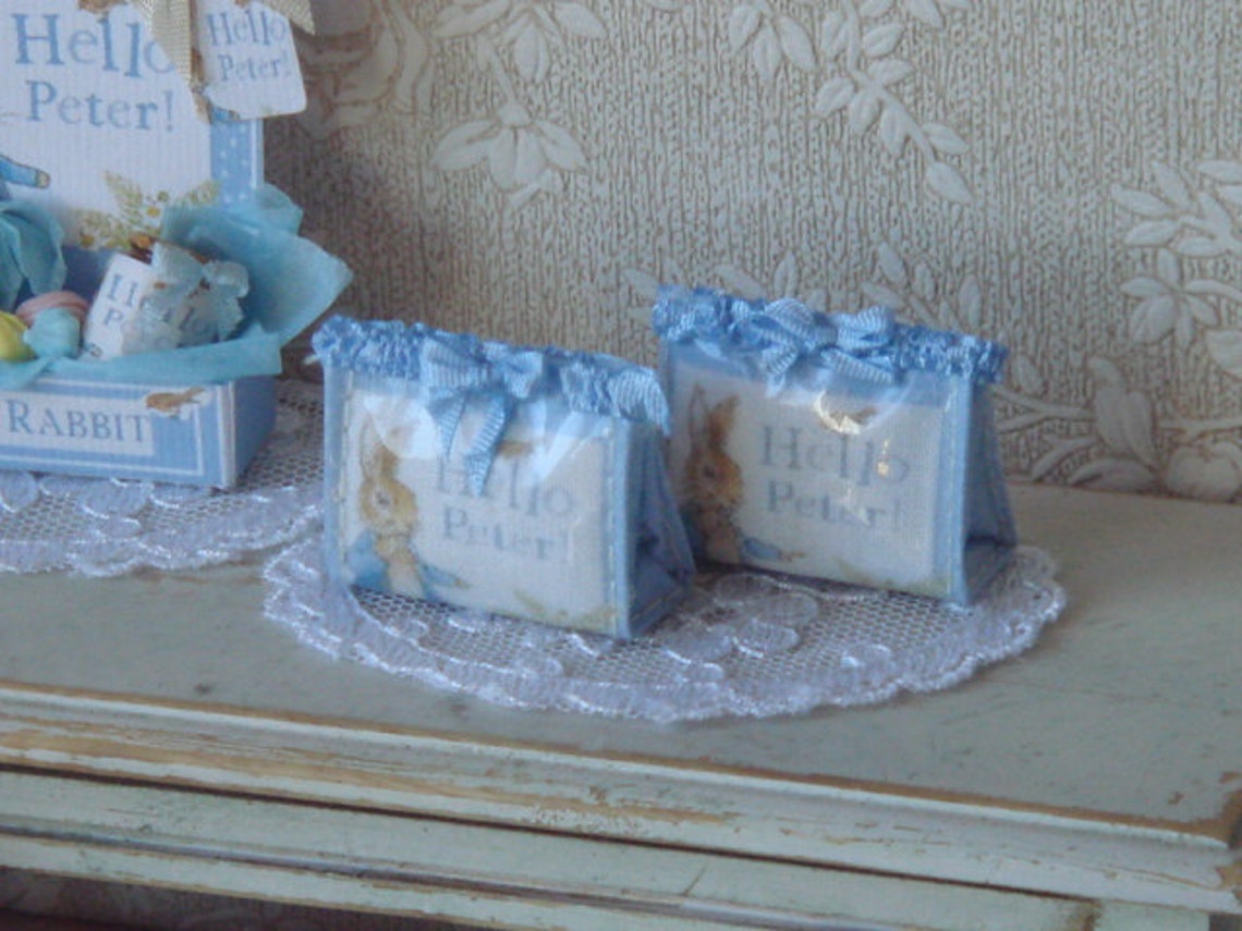 Dollhouse Peter Rabbit toilet bags. 1:12 Miniature Peter | Etsy