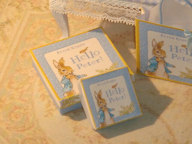 Dollhouse Two Peter Rabbit Boxes. 1:12 Miniature Hello Peter | Etsy