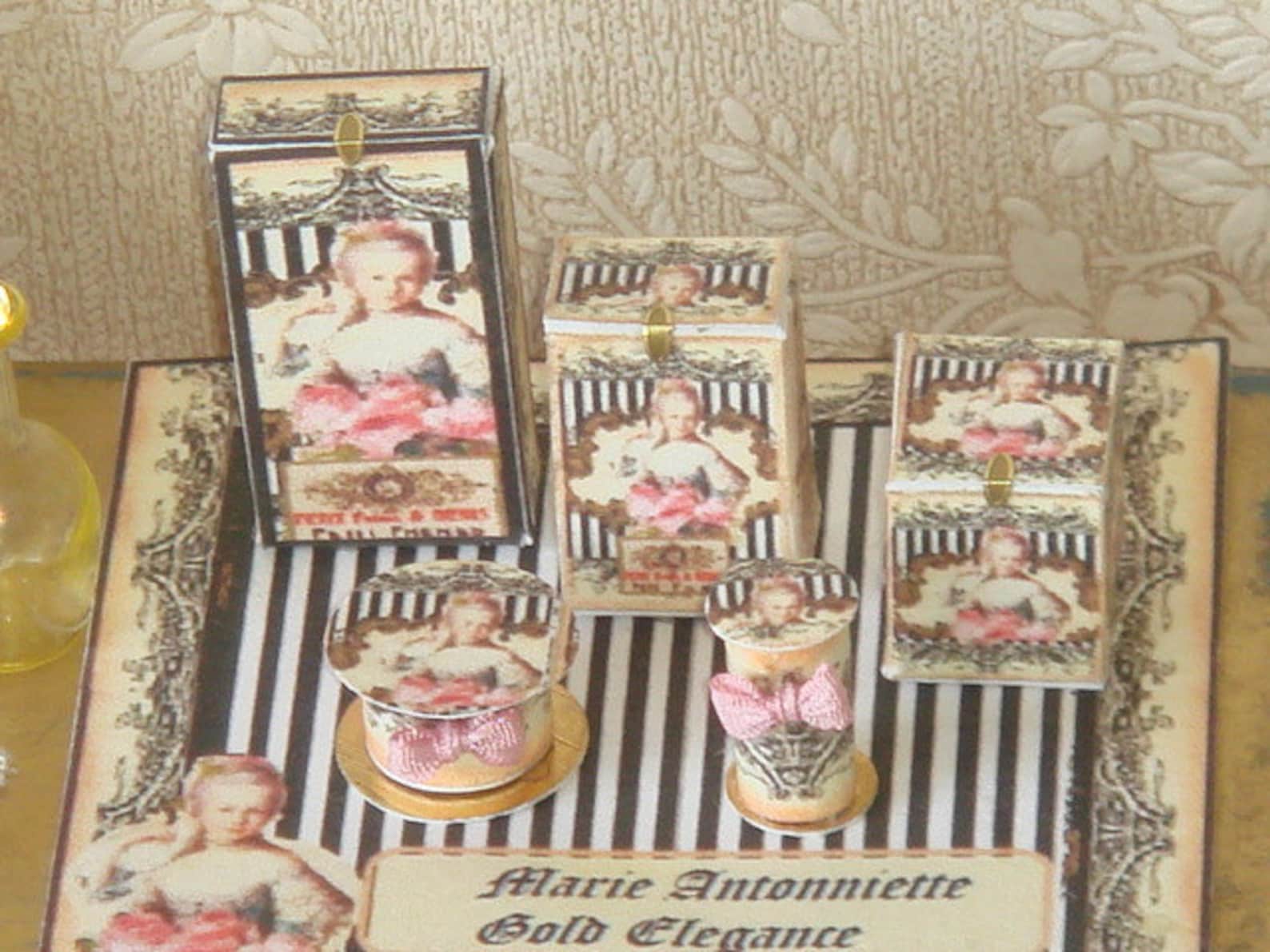 GOLD ELEGANCE Collection-vintage Toiletry Set of Boxes for Dollhouses ...