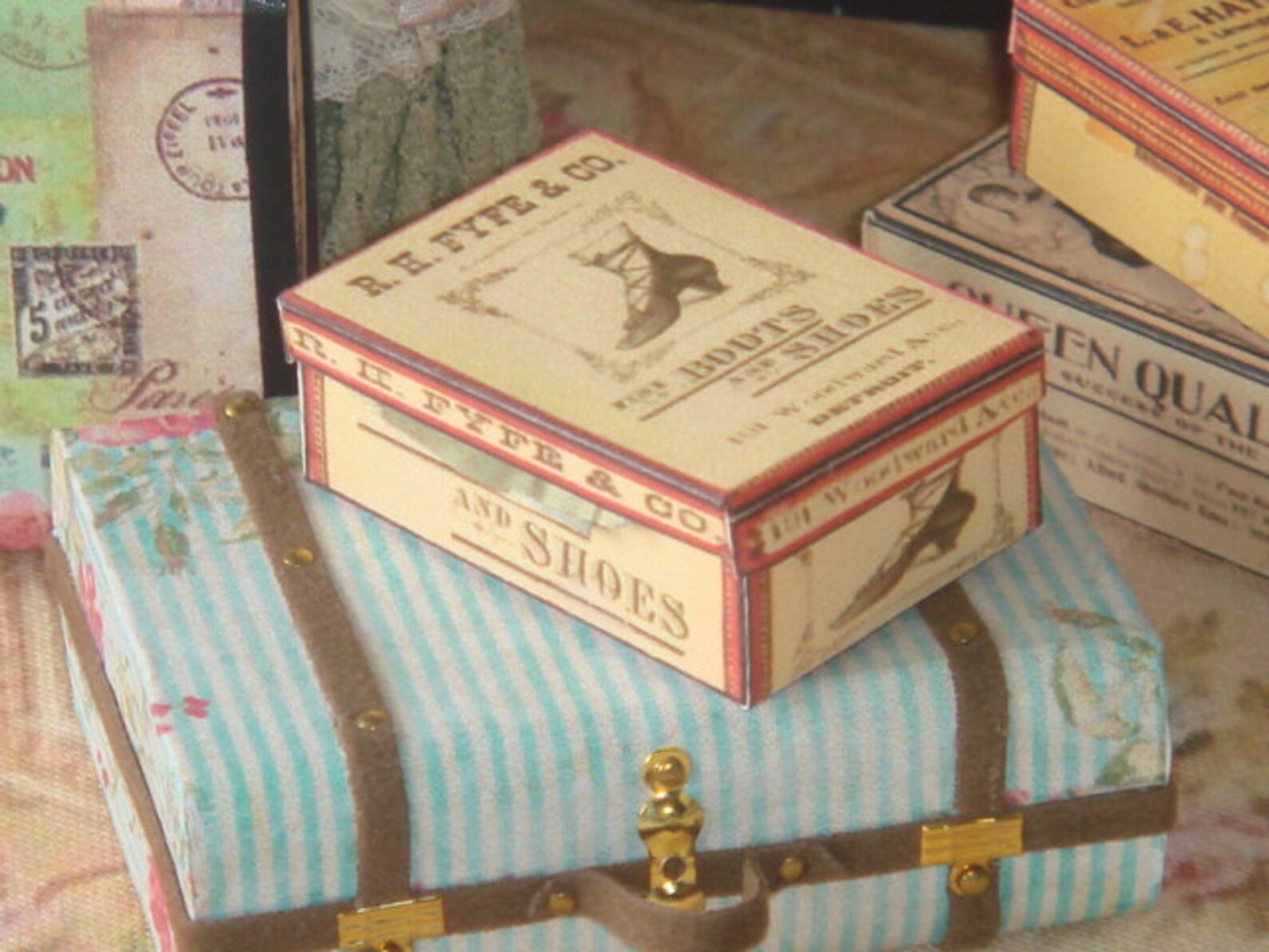 Antique Ladies Boots Box for Dollhouses. 1:12 Antique Storage - Etsy