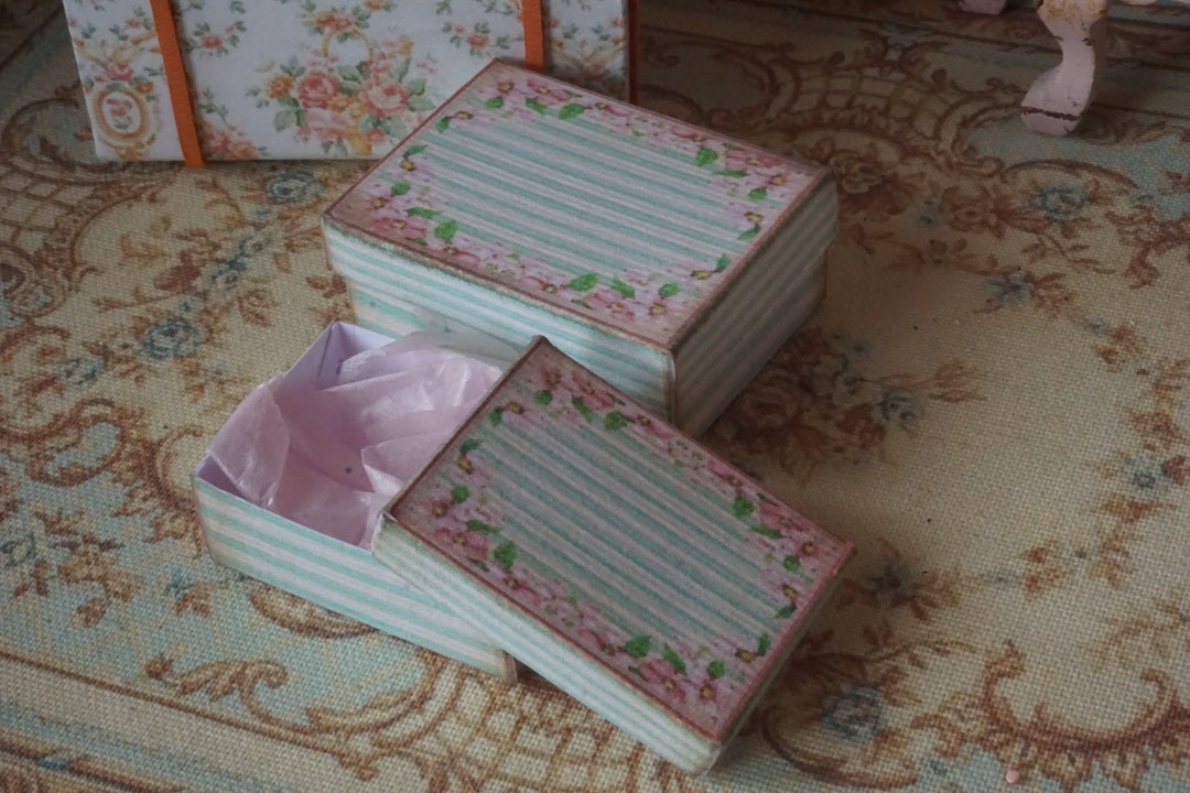 NEW Two Shabby Storage Stripes Boxes. 1:12 Miniature - Etsy