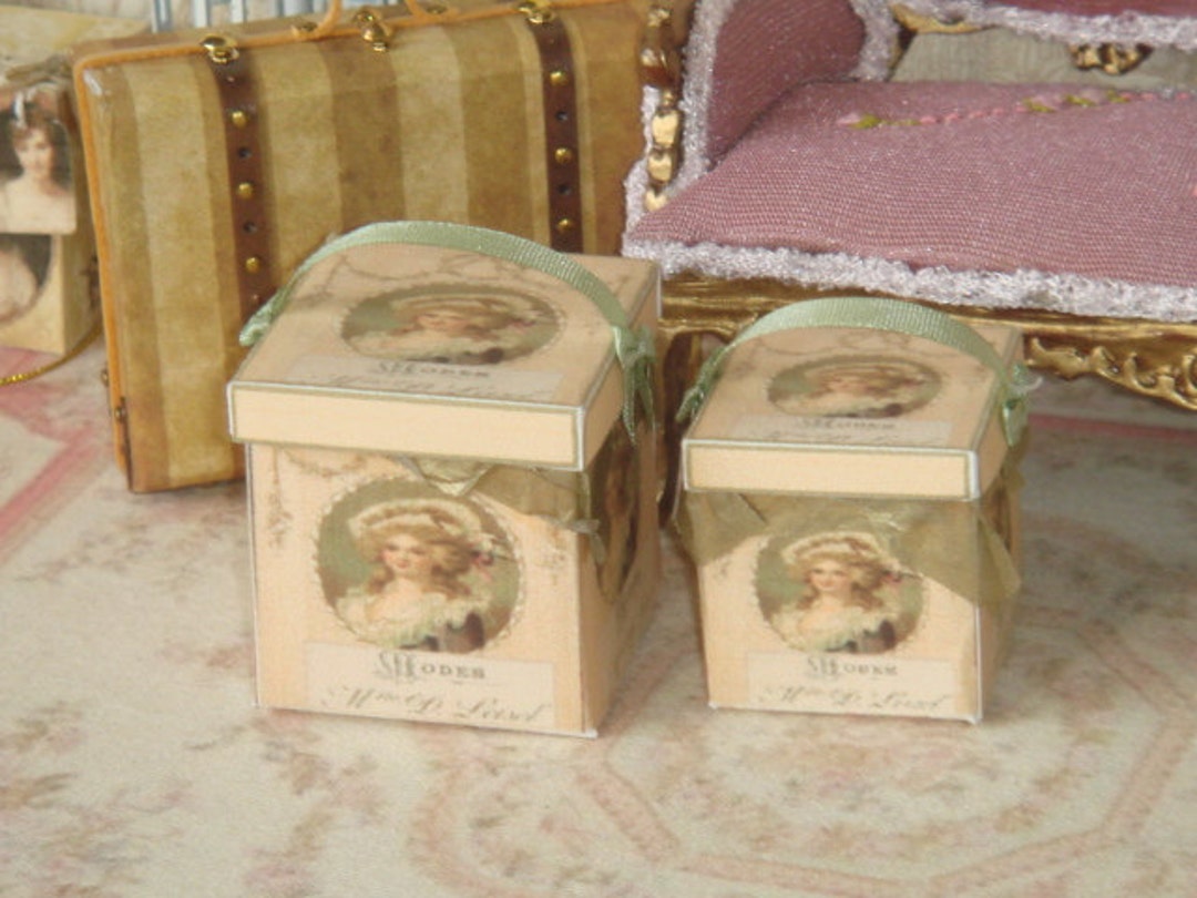 Two French Style Dollhouse Ladies Hatboxes. 1:12 Dollhouse Miniature Ladies Complements. - Etsy