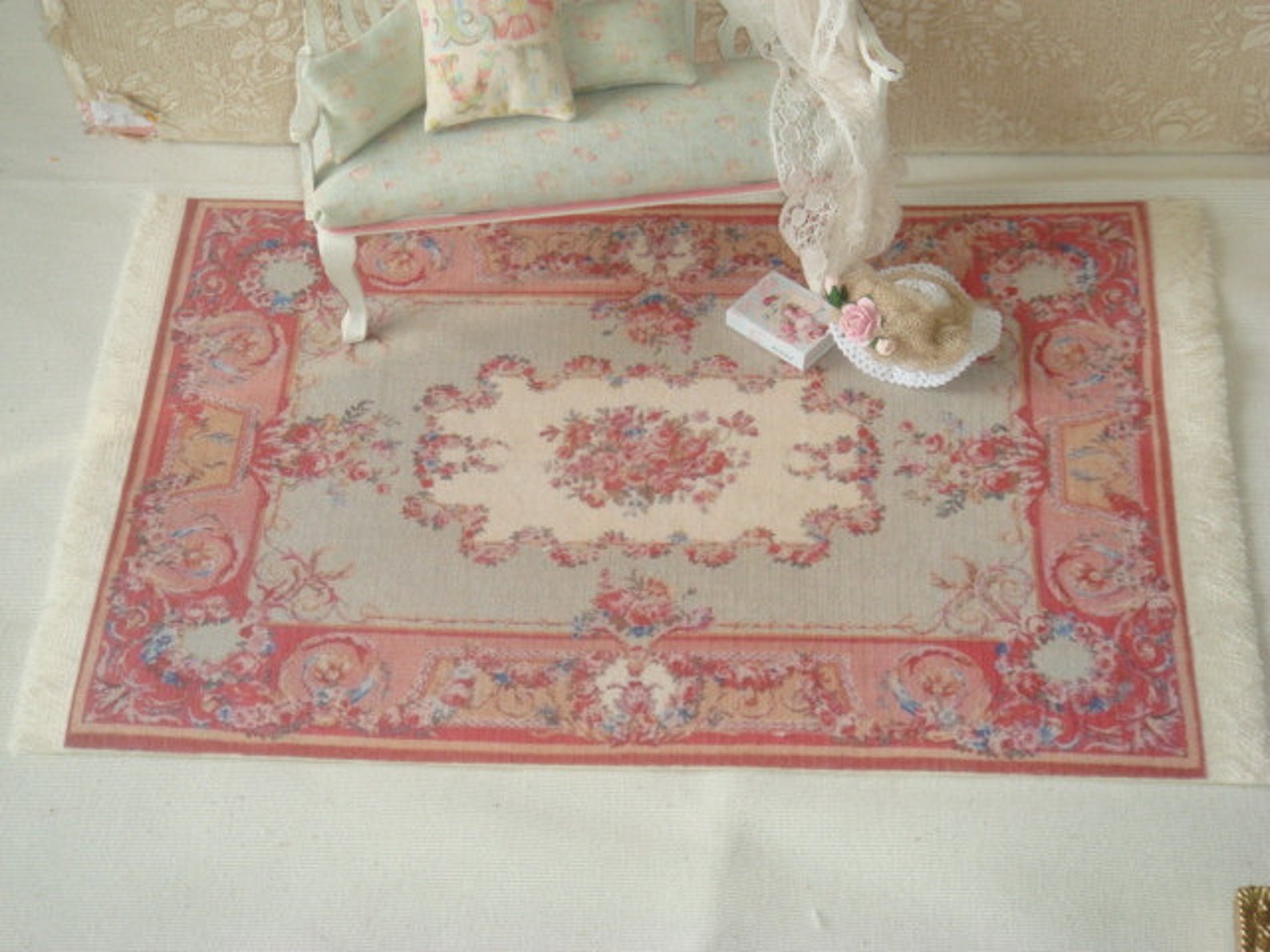 Dollhouse Shabby Aubusson Rug. 1:12 Dollhouse Miniature Rugs. | Etsy