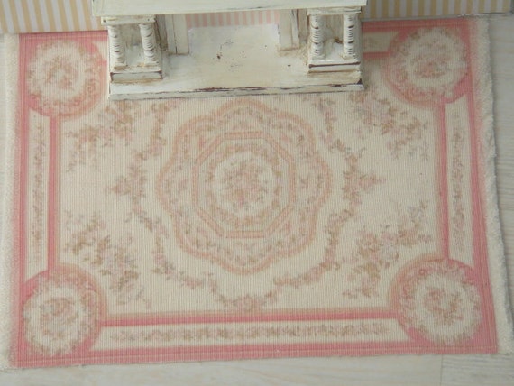Dollhouse Aubusson Pink Rug. 1:12 Dollhouse Miniature Rugs | Etsy
