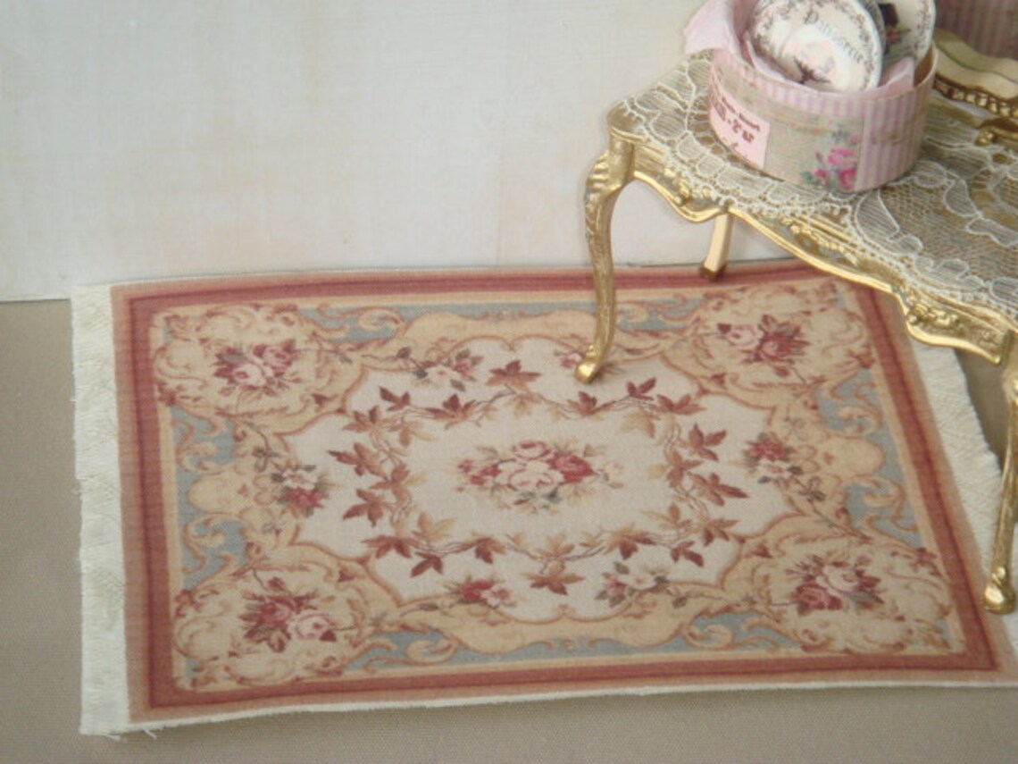 Dollhouse Victorian Roses Rug. 1:12 Dollhouse Miniature Rugs - Etsy