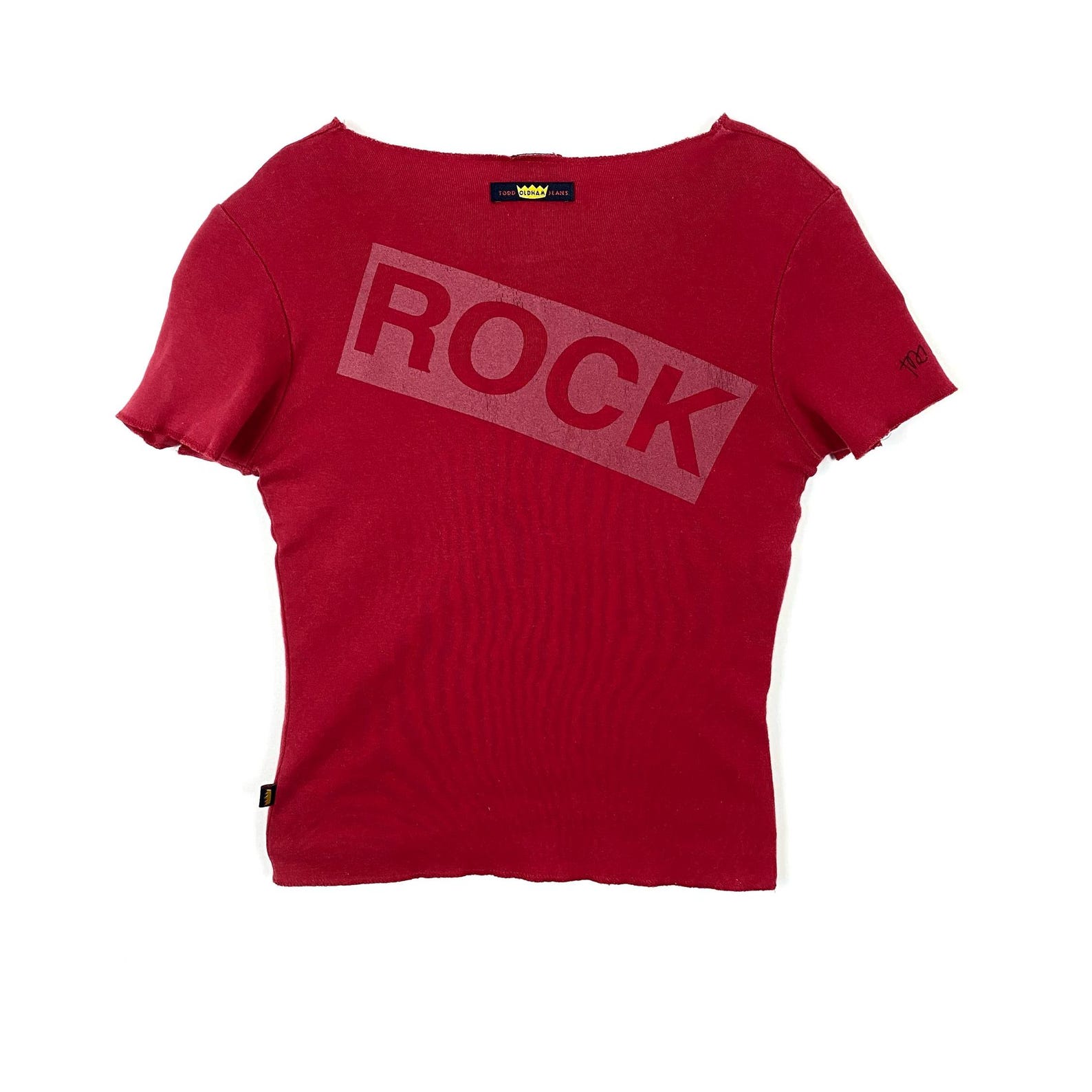1990s Todd Oldham T-shirt, 90s Graphic Baby Tee, Punk Rock Red Tee ...