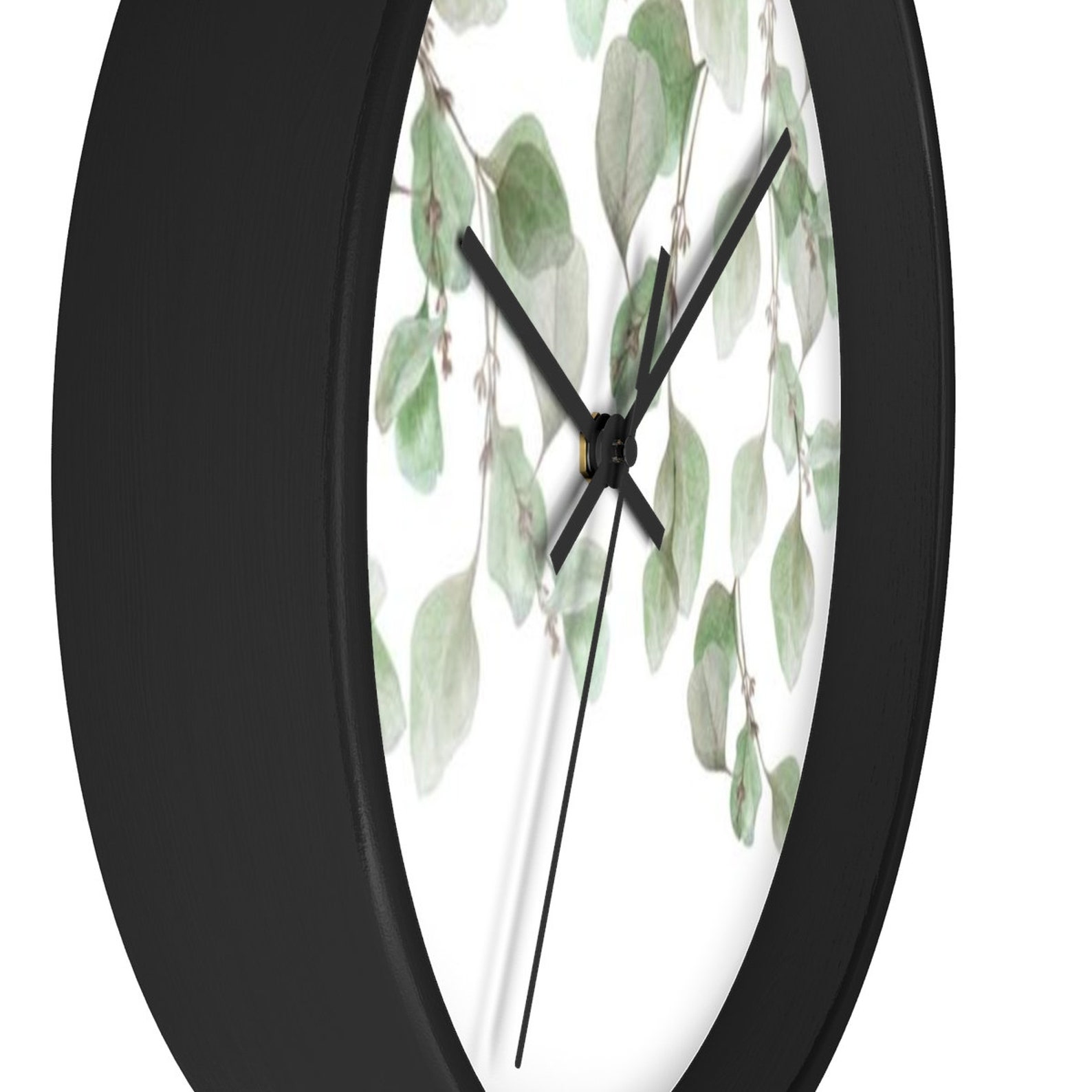 Modern Wall Clock Kitchen Clock Green Leaves Wall Clock | Etsy