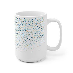 Polka Dot Mug, Large Coffee Mug, Minimalist Ceramic Mug, Blue Dots Mug ...