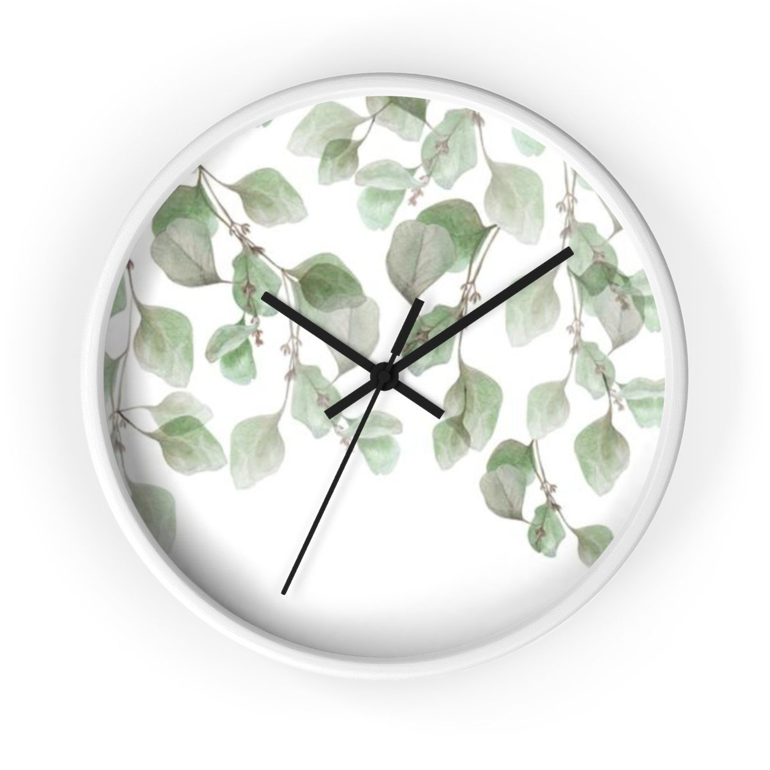 Modern Wall Clock Kitchen Clock Green Leaves Wall Clock | Etsy