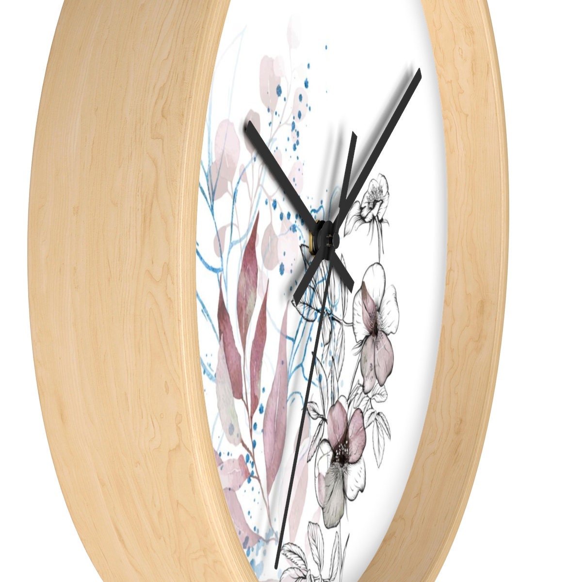 Floral Wall Clock Modern Wall Clock Minimalist Home Decor - Etsy