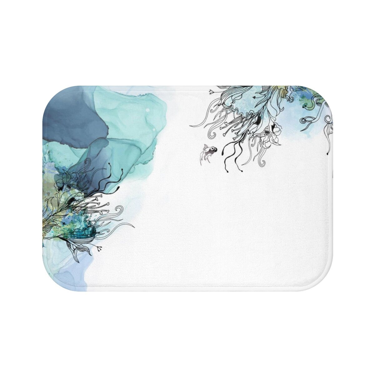 Blue Watercolor Bath Mat Blue Bath Set Bath Mat Set Modern | Etsy