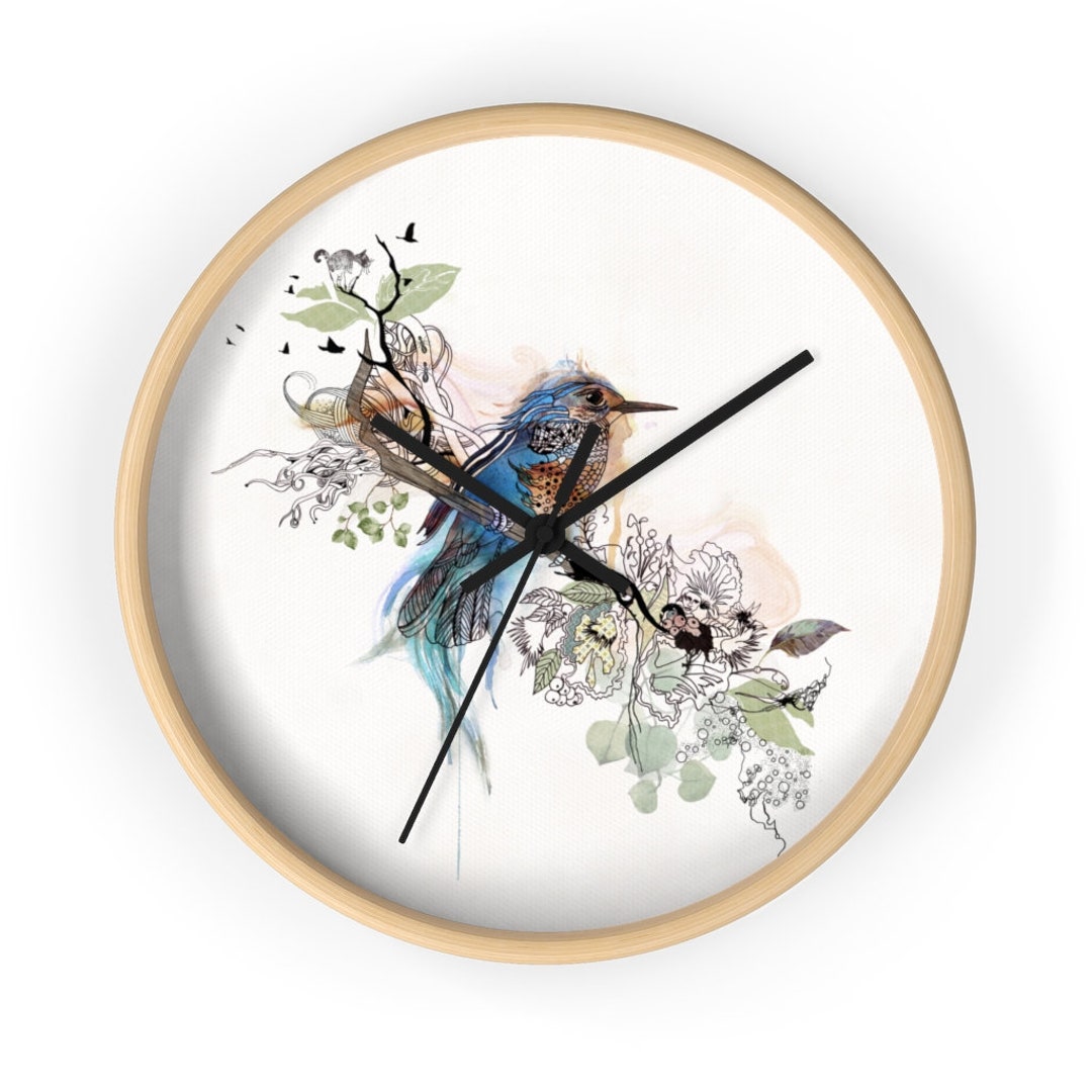 Blue Bird Wall Clock, Bird Lover Gift, Contemporary Wall Clock ...