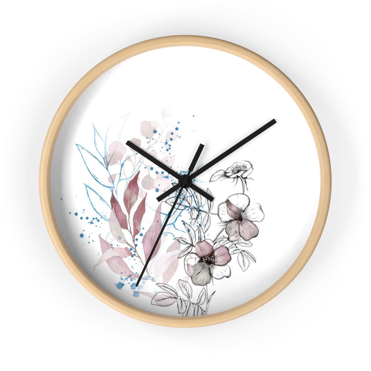 Floral Wall Clock Modern Wall Clock Minimalist Home Decor - Etsy