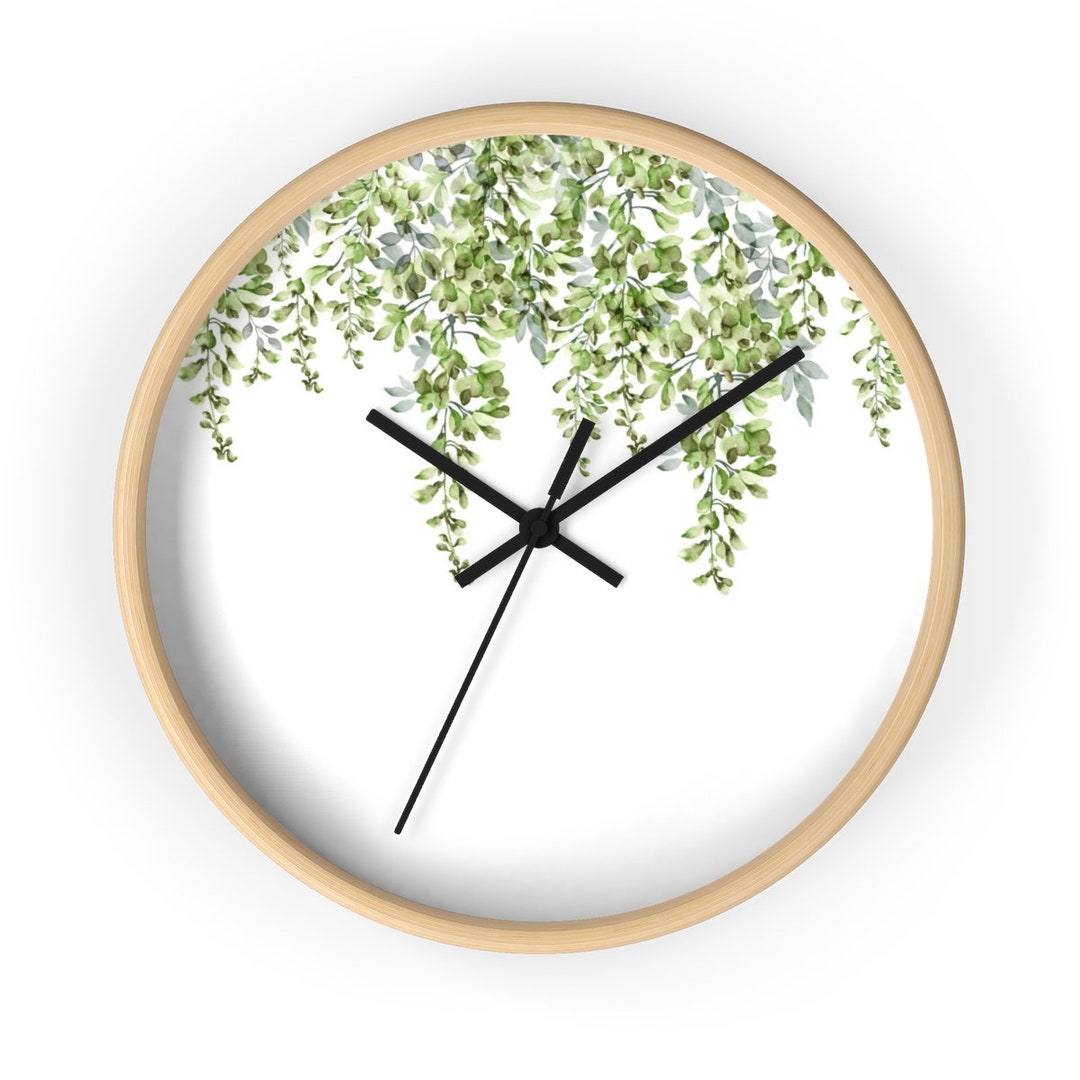 Nature Wall Clock, Farmhouse Clock, Minimalist Decor, Leaves Wall Clock ...