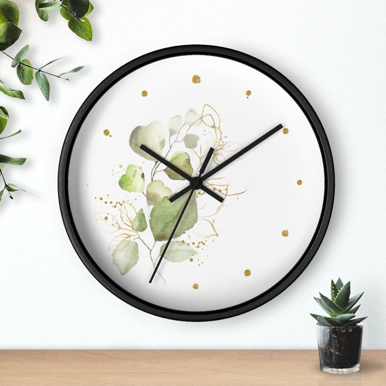 Minimalist Wall Clock Scandinavian Wall Clock Green and Gold | Etsy