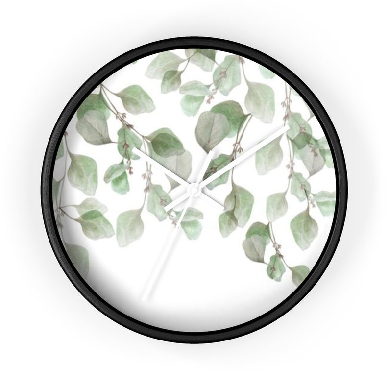 Modern Wall Clock Kitchen Clock Green Leaves Wall Clock | Etsy