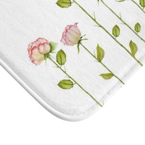 Pink Rose Bath Mat, Floral Bath Mat, Minimalist Bathroom Decor, Blush ...