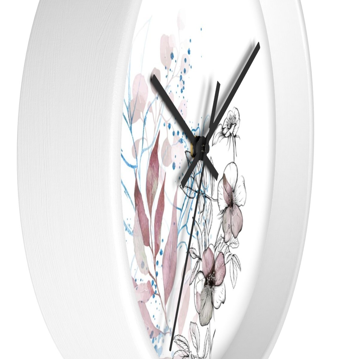 Floral Wall Clock Modern Wall Clock Minimalist Home Decor | Etsy