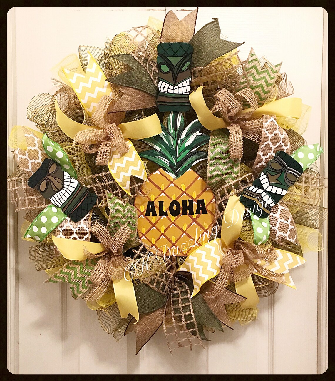 Hawaiian Aloha Deco Mesh Wreath/aloha Wreath/summer | Etsy