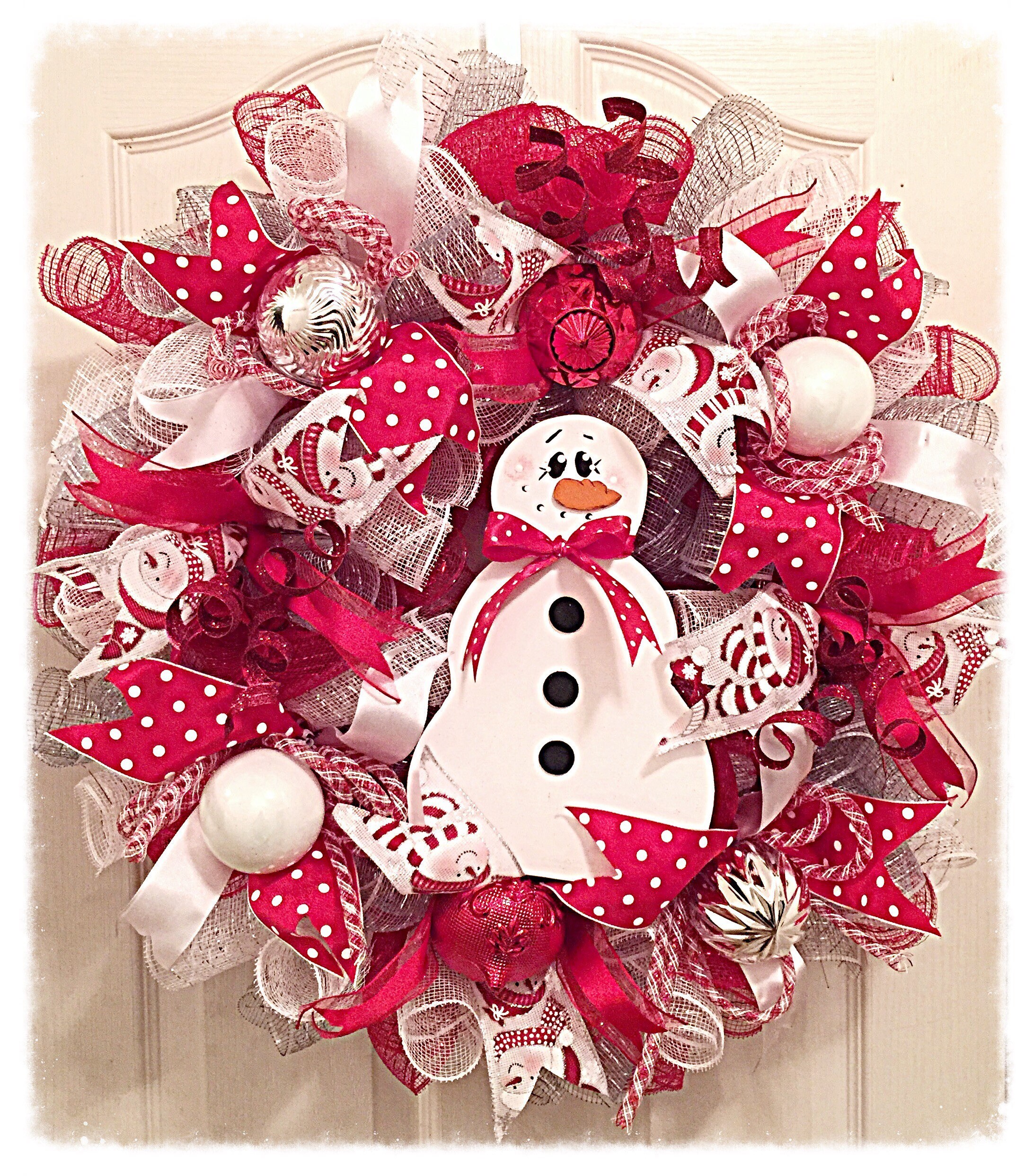 Snowman Christmas Deco Mesh Wreath/christmas Wreath/snowman - Etsy