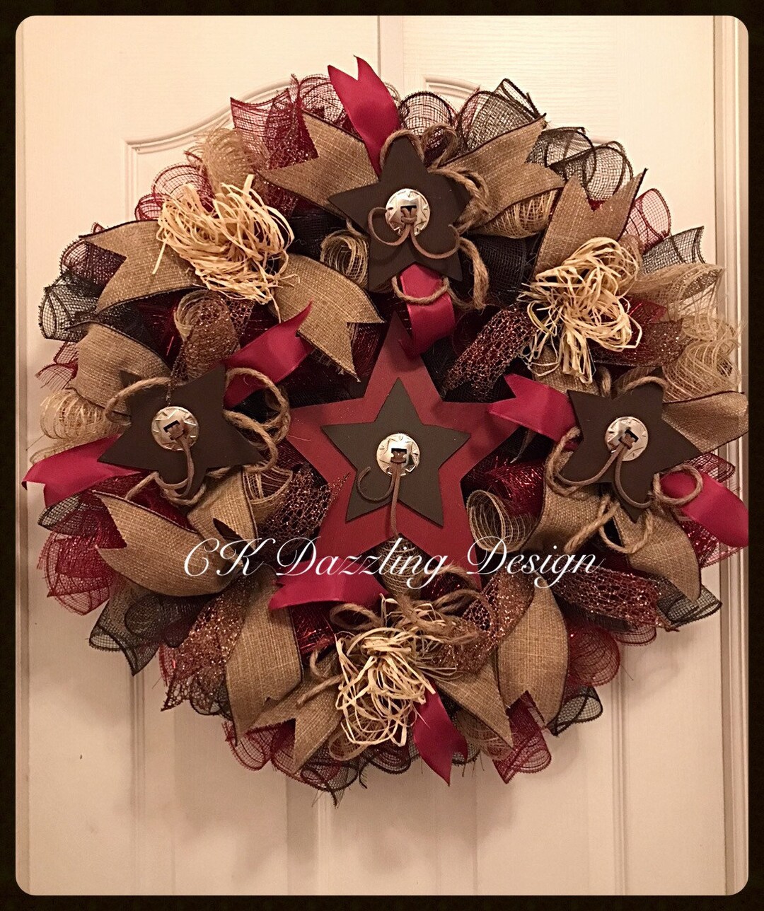 Western Star Deco Mesh Wreath/rustic Star Deco Mesh Wreath/cowboy and ...